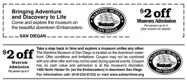 Maritime Museum Coupon - SAN DIEGAN